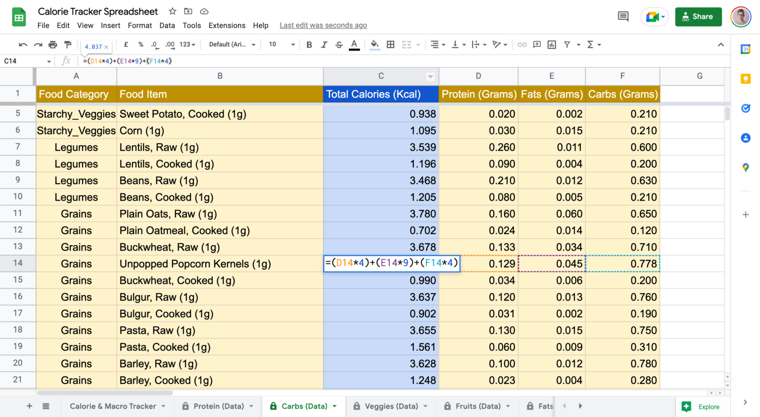 Free Calorie Tracker Spreadsheet [Google Sheets]