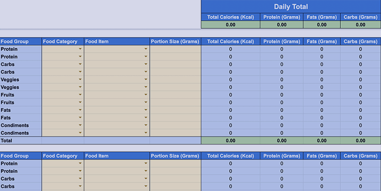 Free Macro Meal Plan Template Google Sheets 