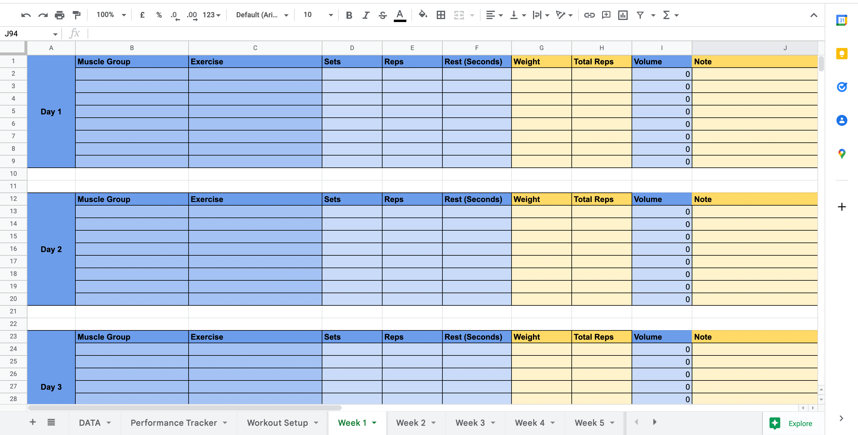  Workout Plan Template Google Sheets Infoupdate