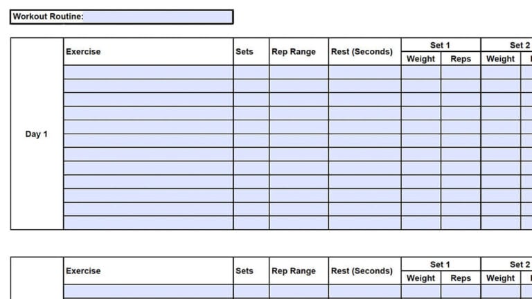 Workout Template PDF | Free Download | GFitness Online