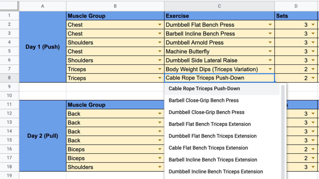 Excel Workout Template Atelier yuwa ciao jp
