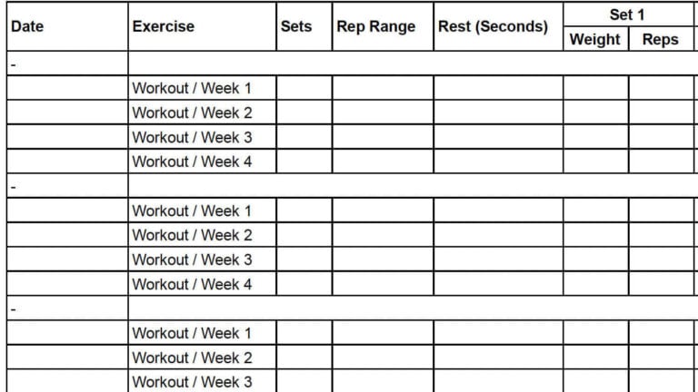 Workout Templates for Google Docs | Free Download